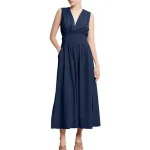 OTTOD'AME Poplin Long Dress - Blue