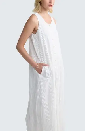 LUUKAA Isola Check-embroidered Jumpsuit - Ecru