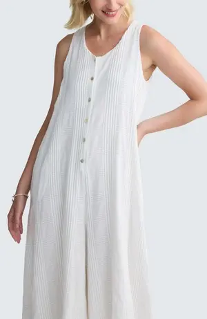 LUUKAA Isola Check-embroidered Jumpsuit - Ecru