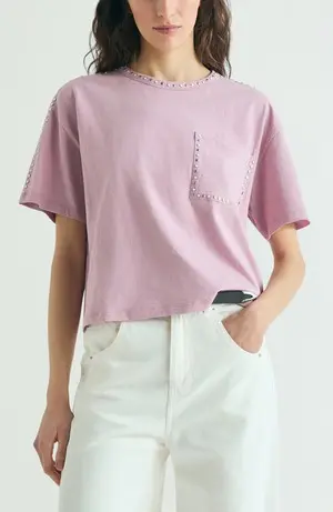 SCALPERS Bolsilo Studs T-shirt - Lilac