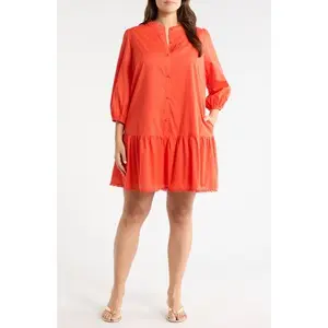 SUGARLIPS Yamila Ruffle Cotton Minidress - Tomato