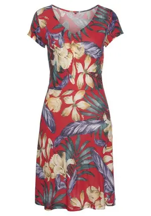 LASCANA Printed V-neck Midi Dress With Dolman Sleeves