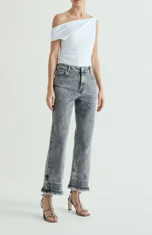SCALPERS Rivetwash Denim Straight Leg Jeans - Grey