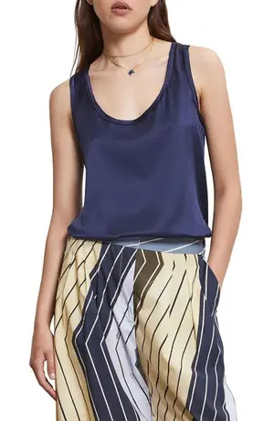 OTTOD'AME Two-fabric Sleeveless Crewneck Tank