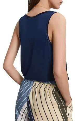 OTTOD'AME Two-fabric Sleeveless Crewneck Tank