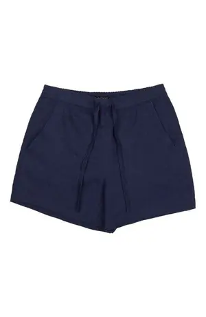 LORDS OF HARLECH Relaxed Linen Drawstring Shorts - Navy