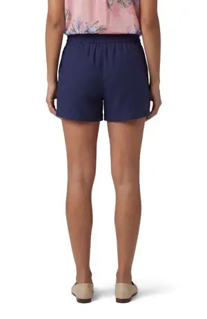 LORDS OF HARLECH Relaxed Linen Drawstring Shorts - Navy