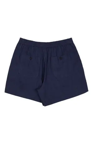 LORDS OF HARLECH Relaxed Linen Drawstring Shorts - Navy