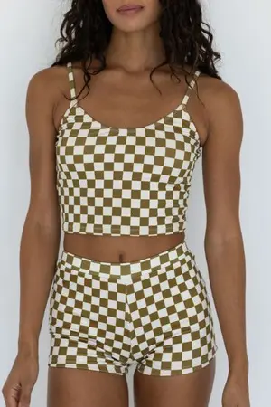 Geode Swimwear Myrtle Scoop Neck Tankini Top - Green