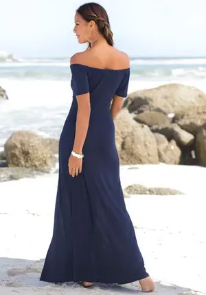 LASCANA Off-the-shoulder Maxi Dress With High Slits