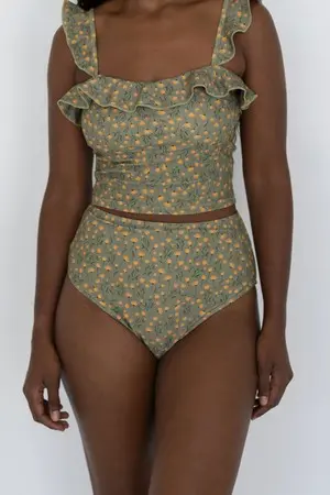 Geode Swimwear Bella High-waisted Bikini Bottoms - Green