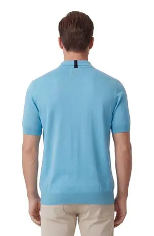 LORDS OF HARLECH Merino Silk Cashmere Polo - Teal