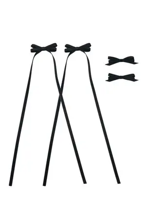 PUTTISU Ribbon Bow Clip Set - Black