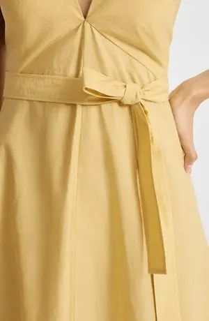 Brunello Cucinelli Techno Cotton Poplin Belted Dress - Zabaione Yellow