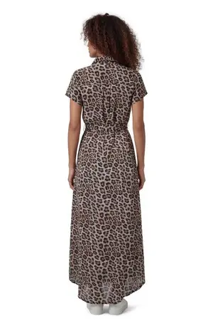 LORDS OF HARLECH Leopard Print Linen Shirt Dress - Leopard Brown