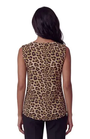 LORDS OF HARLECH Leopard Print Sleeveless Merino Wool Tank