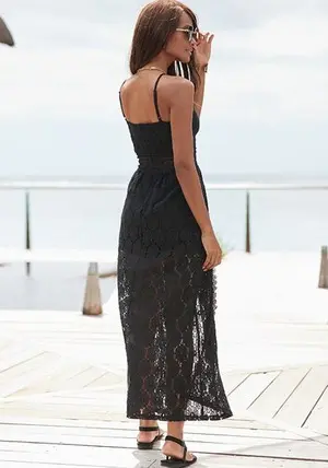 LASCANA Lace Maxi Overlay Romper