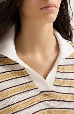 Brunello Cucinelli Knit Polo With Sparkling Stripes