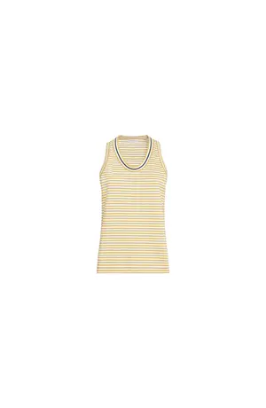 Brunello Cucinelli Striped Jersey Top With Monili - Yellow