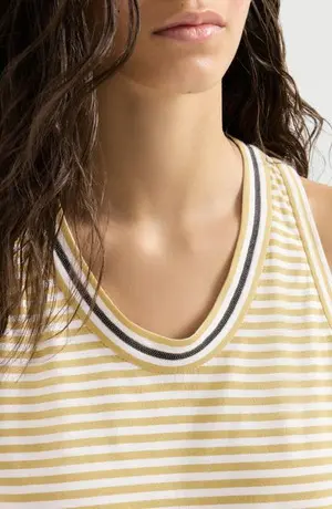Brunello Cucinelli Striped Jersey Tank Top With Monili Embellishment