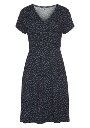 LASCANA Short Sleeve Printed V-neck Dress