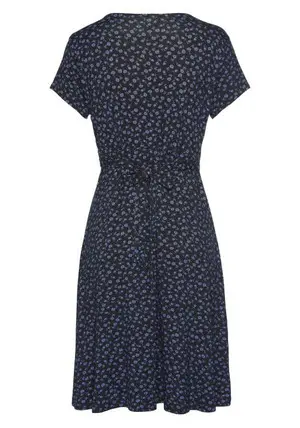 LASCANA Short Sleeve Printed V-neck Dress