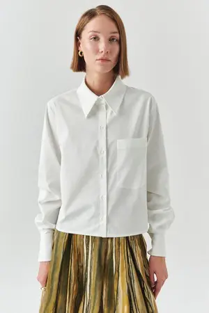 EXQUISE Theodora Long Sleeve Shirt - Ecru