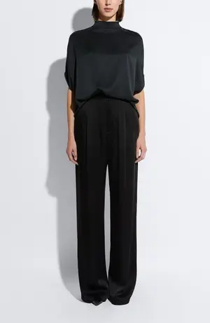 Lapointe LAPOINTE Relaxed Pleated Satin Pants Black