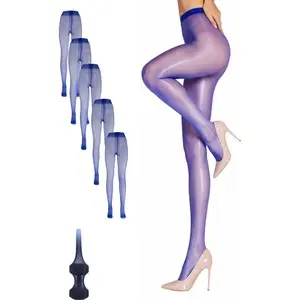 LECHERY® 5-pack Glossy Sheer Ladder-resistant Party Evening Tights - Red
