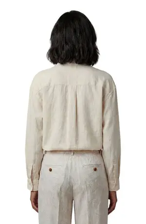 LORDS OF HARLECH Long Sleeve Linen Shirt - Natural