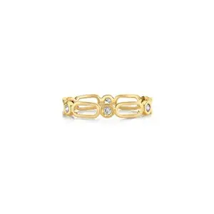 MICHAEL M Link Diamond Bezel Ring - Yellow Gold
