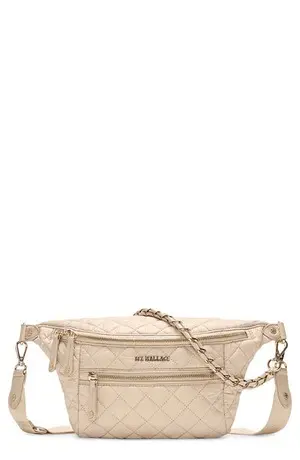 Mz Wallace Small Crosby Quilted Nylon Convertible Sling Bag - Buff