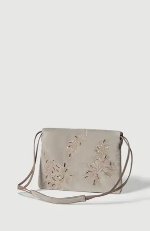 Brunello Cucinelli Suede Duo Pouch Bag With Broderie Anglaise