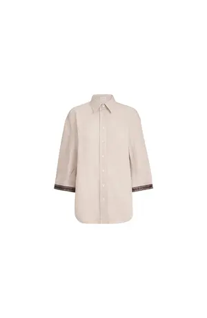 Brunello Cucinelli Linen Shirt With Embellished Cuffs - Yuta