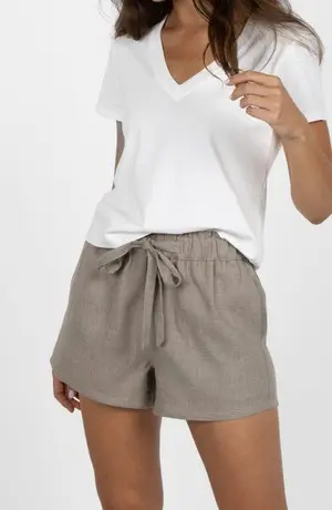 LEISURE LAB Linen Cabana Short - Cappuccino