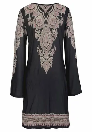 LASCANA Boho Print Lace-up Dress With Flared Sleeves