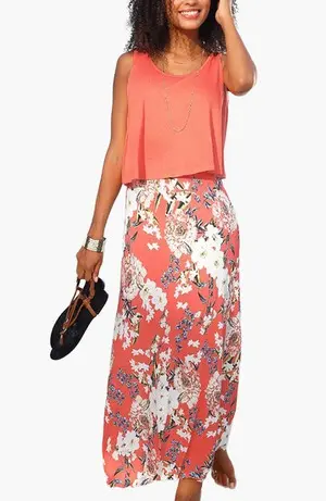 LASCANA Layered Look Maxi Dress With Floral Print