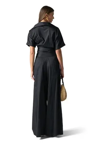 JBQ Logan High-waisted Wide-leg Pleated Trousers - Black