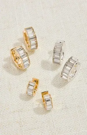 Stella & Dot Mini Channel Set Huggie Earrings - Gold