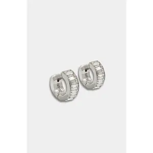 Stella & Dot Channel Set Hoop Earrings - Silver