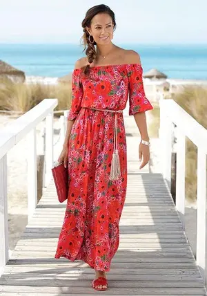 LASCANA Off-the-shoulder Floral Print Maxi Dress