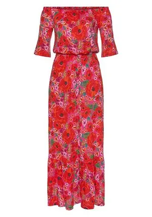 LASCANA Off-the-shoulder Floral Print Maxi Dress