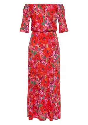 LASCANA Off-the-shoulder Floral Print Maxi Dress