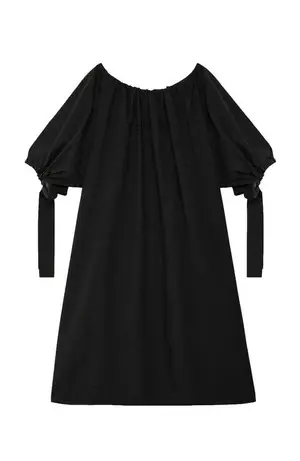 OTTOD'AME Poplin Midi Dress With Drawstring Sleeves