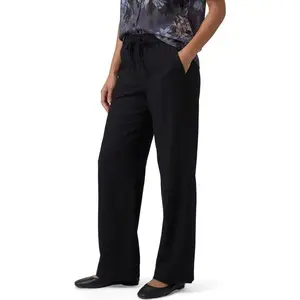 LORDS OF HARLECH Linen Wide-leg Pants With Drawstring Waist - Black