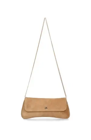 MASCARO Medium Leather Clutch With Chain Strap - Camel