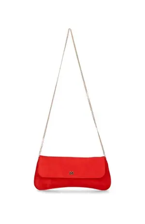 MASCARO Medium Leather Clutch With Chain Strap - Red