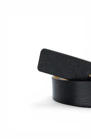 SCALPERS Reversible Slim Ninon Belt With Skull Buckle - Khakiblack