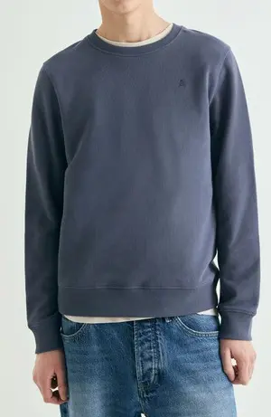 SCALPERS Wash Embroidered Sweatshirt - Navy