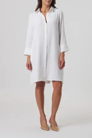 FRANNE GOLDE Lido A-line Shirt Dress With Pockets - Ivory